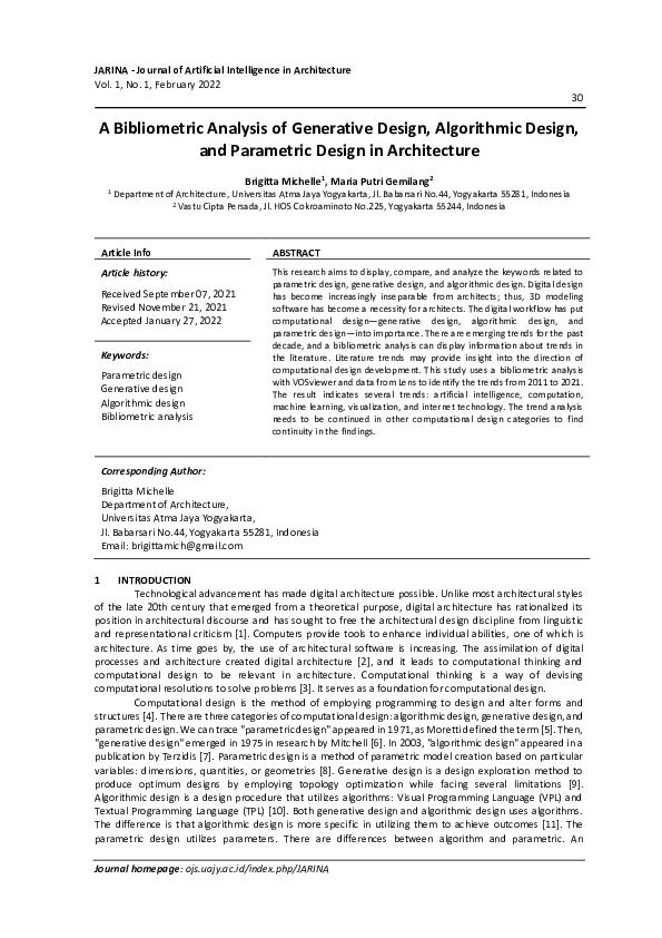 (PDF) Bibliometric Analysis of Generative Design, Algorithmic Design, and Parametric Design in ...