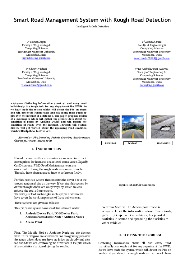 (DOC) Smart Road Management System with Rough Road Detection