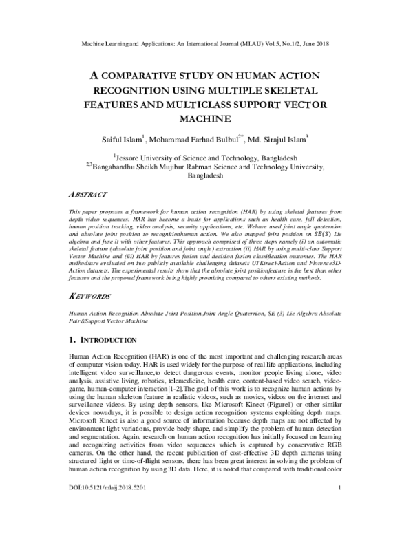 (PDF) A Comparative Study on Human Action Recognition Using Multiple Skeletal Features and ...