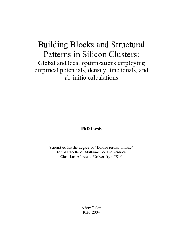 Pdf Building Blocks And Structural Patterns In Silicon Clusters Global And Local