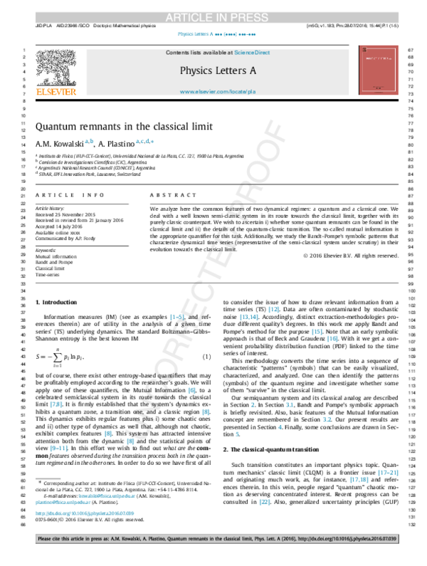 (PDF) Quantum remnants in the classical limit