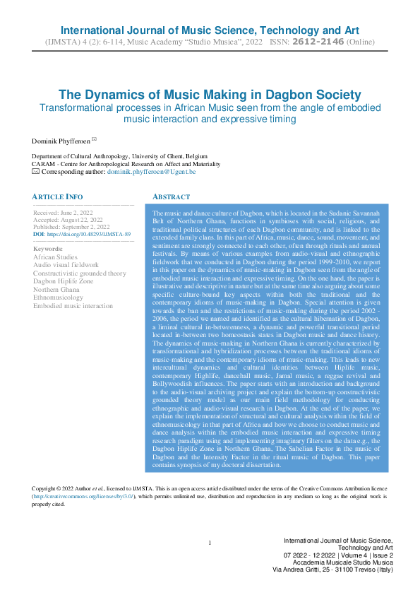 (PDF) The Dynamics of Music Making in Dagbon Society. Transformational ...