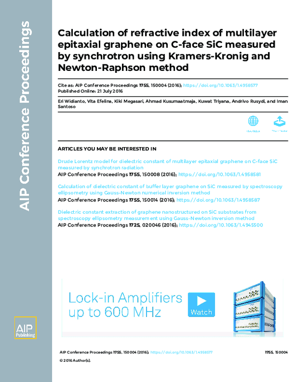 Calculation of refractive index of multilayer epitaxial graphene on C ...