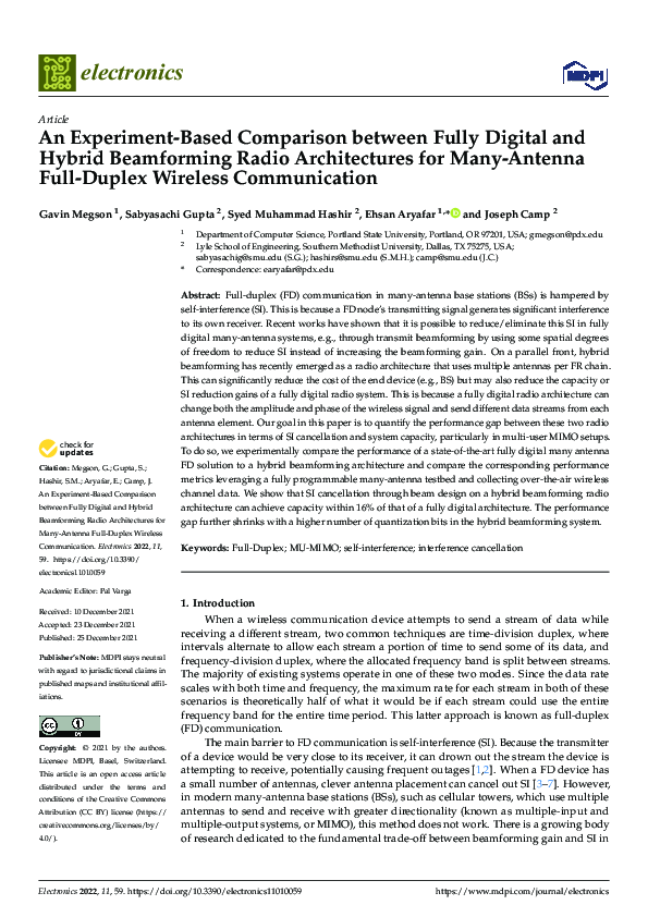 (PDF) An Experiment-Based Comparison between Fully Digital and Hybrid Beamforming Radio ...