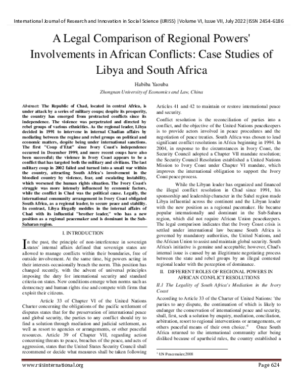 (PDF) A Legal Comparison of Regional Powers' Involvements in African ...