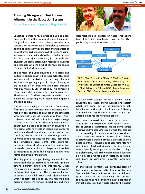 (PDF) Ensuring dialogue and institutional alignment in the education ...