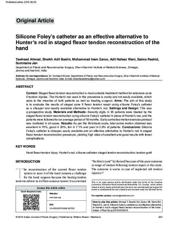 (PDF) Silicone Foley's catheter as an effective alternative to Hunter's ...