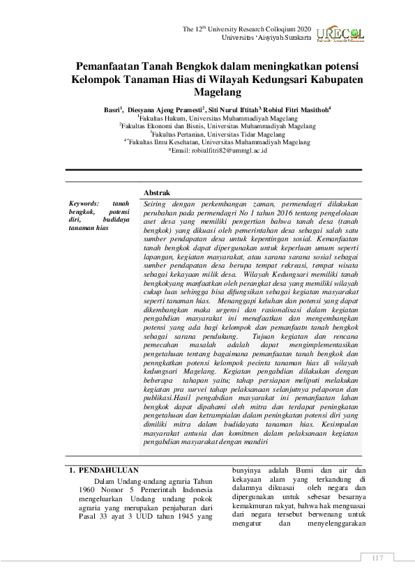 (PDF) Pemanfaatan Tanah Bengkok dalam Meningkatkan Potensi Kelompok ...