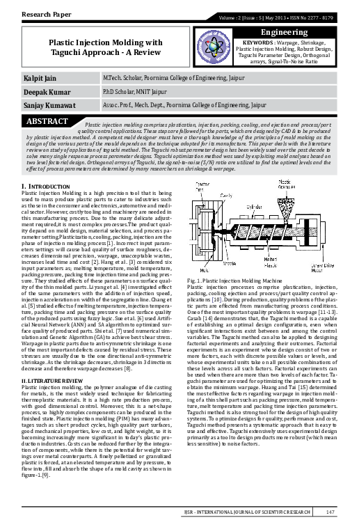 Pdf Taguchi Method In Plastic Injection Molding