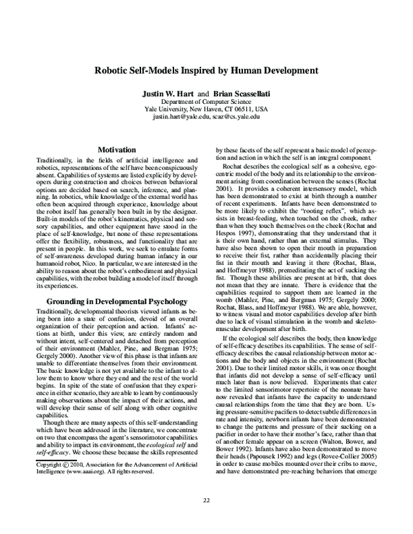 (PDF) Robotic self-models inspired by human development