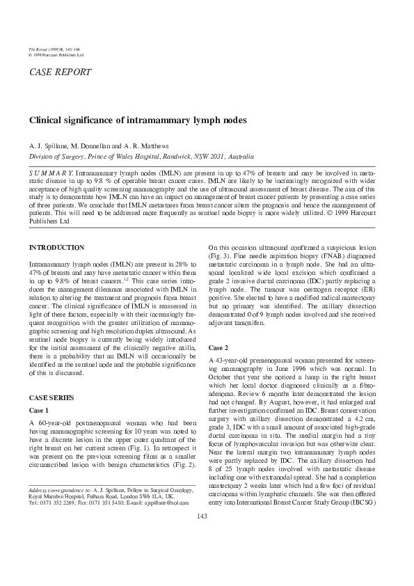(PDF) Clinical significance of intramammary lymph nodes