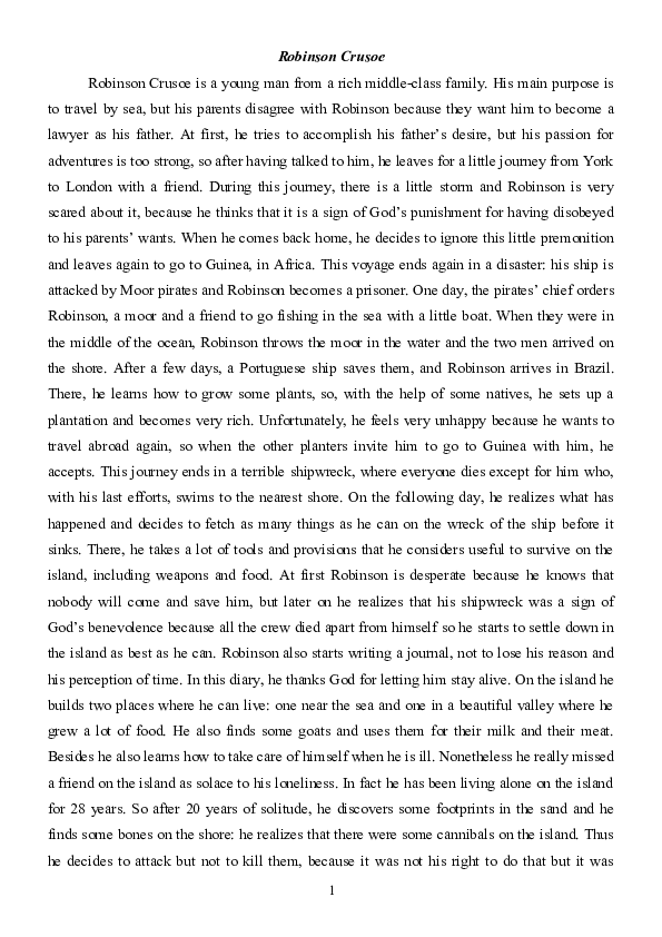 (DOC) Robinson Crusoe