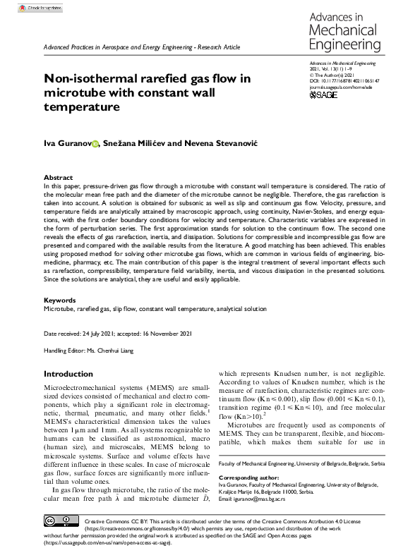 (PDF) Non-isothermal rarefied gas flow in microtube with constant wall ...