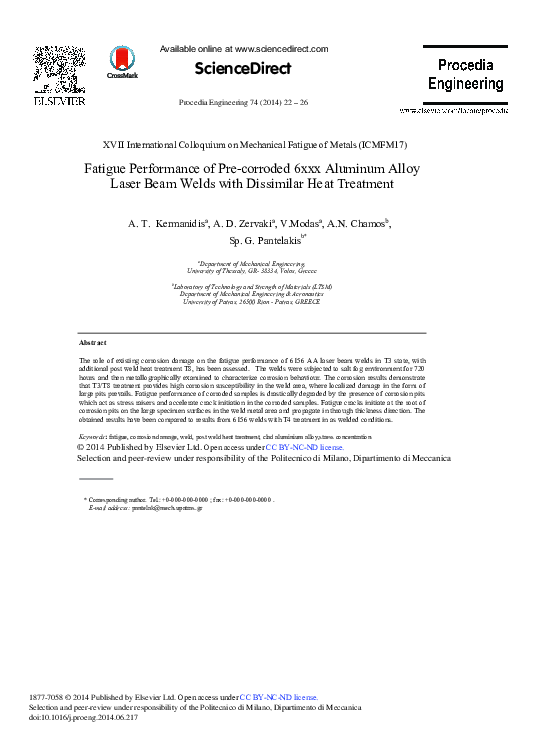 (PDF) Fatigue Performance of Pre-corroded 6xxx Aluminum Alloy Laser ...