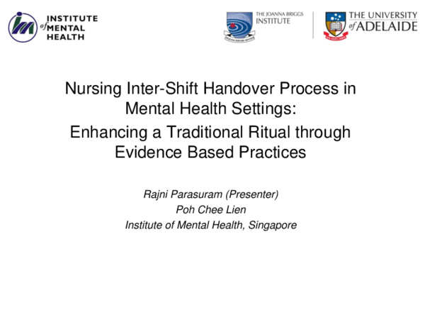 (PDF) Nursing Inter-Shift Handover Process: Enhancing a Traditional ...