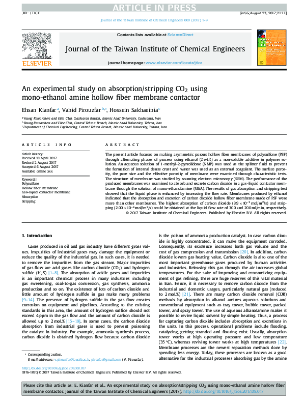 (PDF) An experimental study on absorption/stripping CO 2 using mono ...