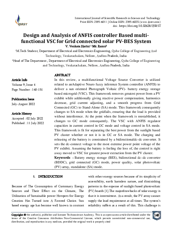 (PDF) Design and Analysis of ANFIS controller Based multi-functional VSC for Grid connected ...