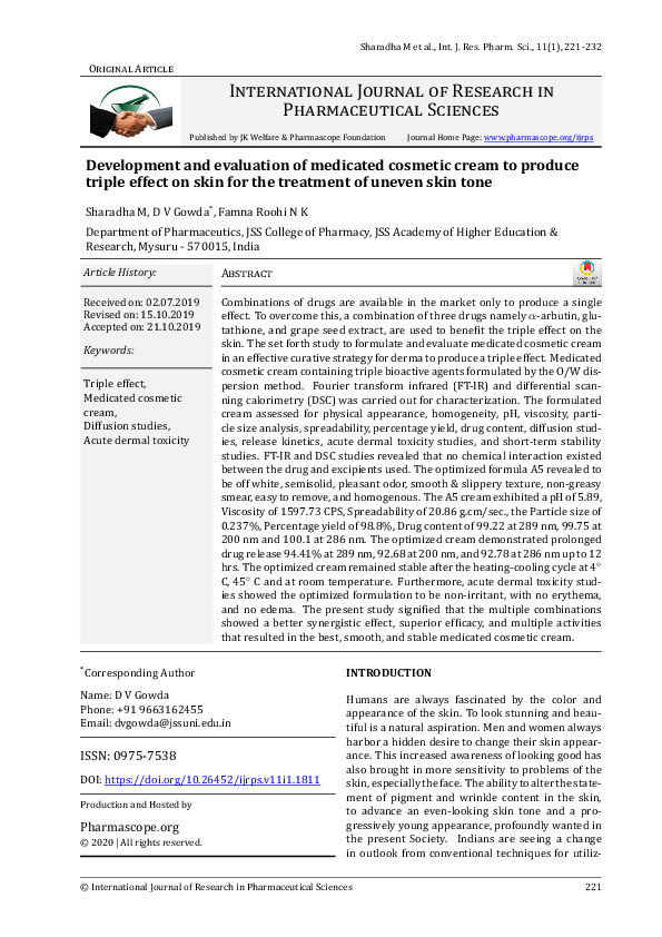 (PDF) Development and evaluation of medicated cosmetic cream to produce ...
