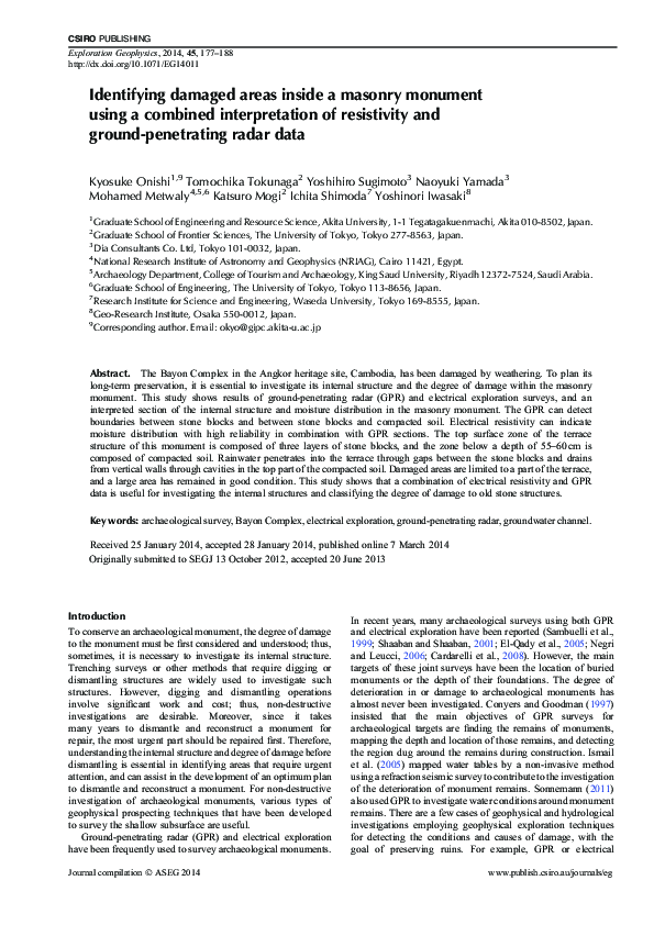 (PDF) Identifying damaged areas inside a masonry monument using a ...
