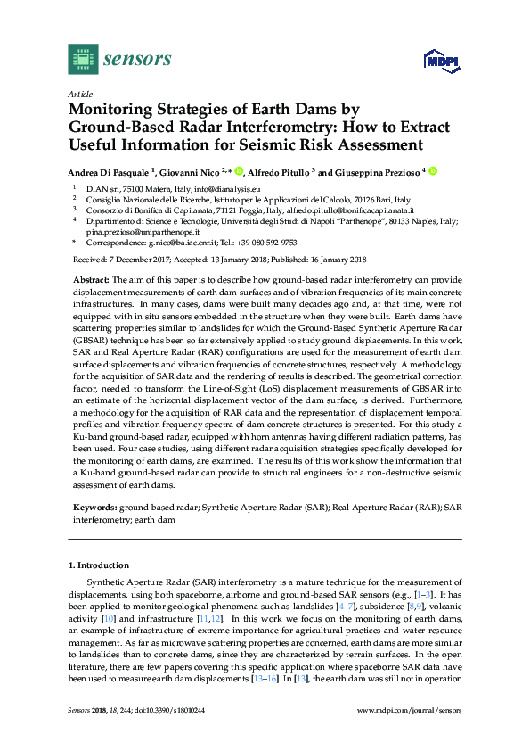 (PDF) Radar Methods for Monitoring Earth Dams