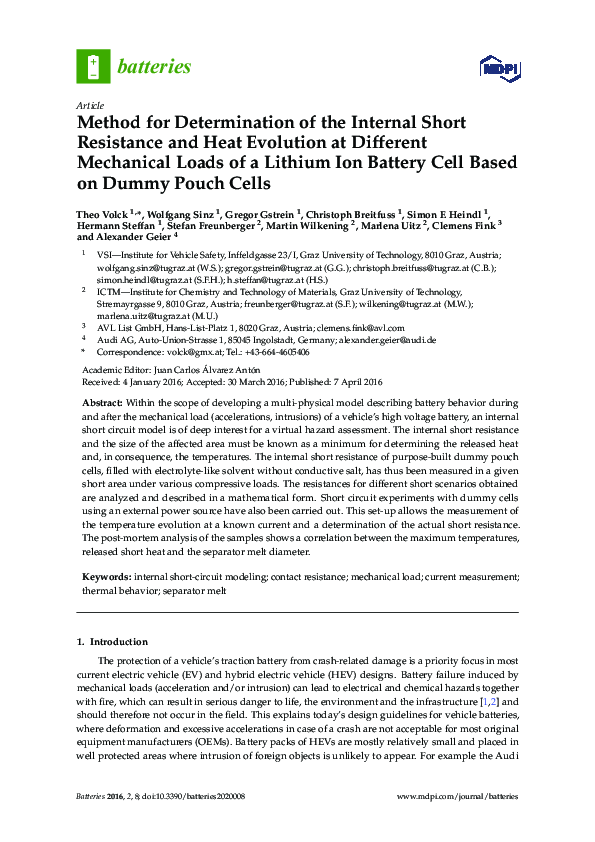 (PDF) Method for Determination of the Internal Short Resistance and ...