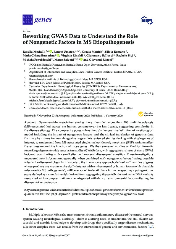 (PDF) Reworking GWAS Data to Understand the Role of Nongenetic Factors in MS Etiopathogenesis