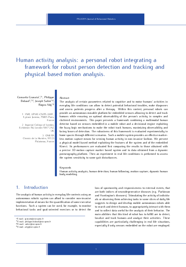 (PDF) Human activity analysis: a personal robot integrating a framework for robust person ...