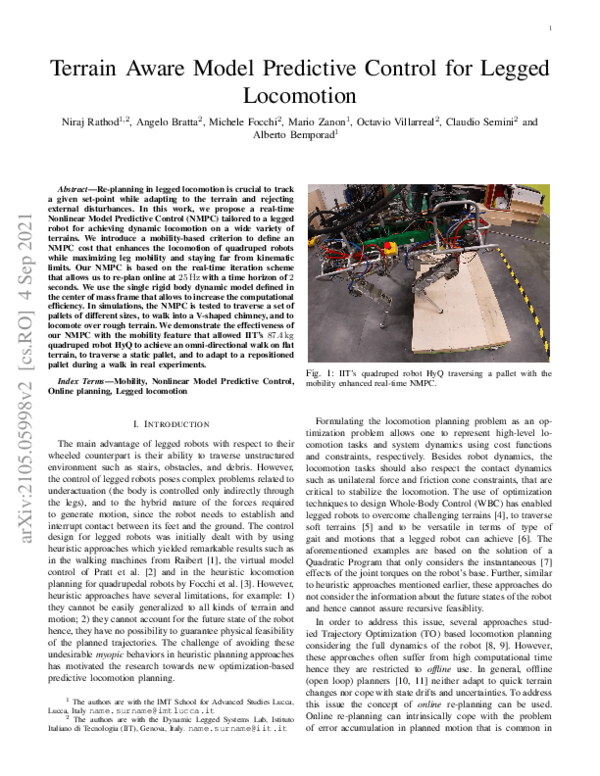 (PDF) Terrain Aware Model Predictive Control for Legged Locomotion