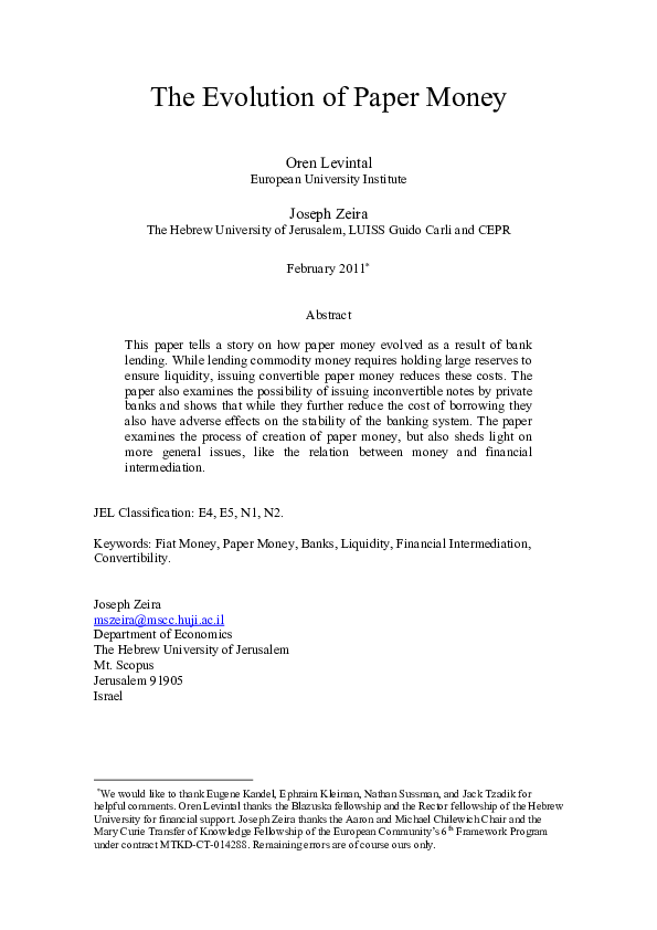 (PDF) The Evolution of Paper Money