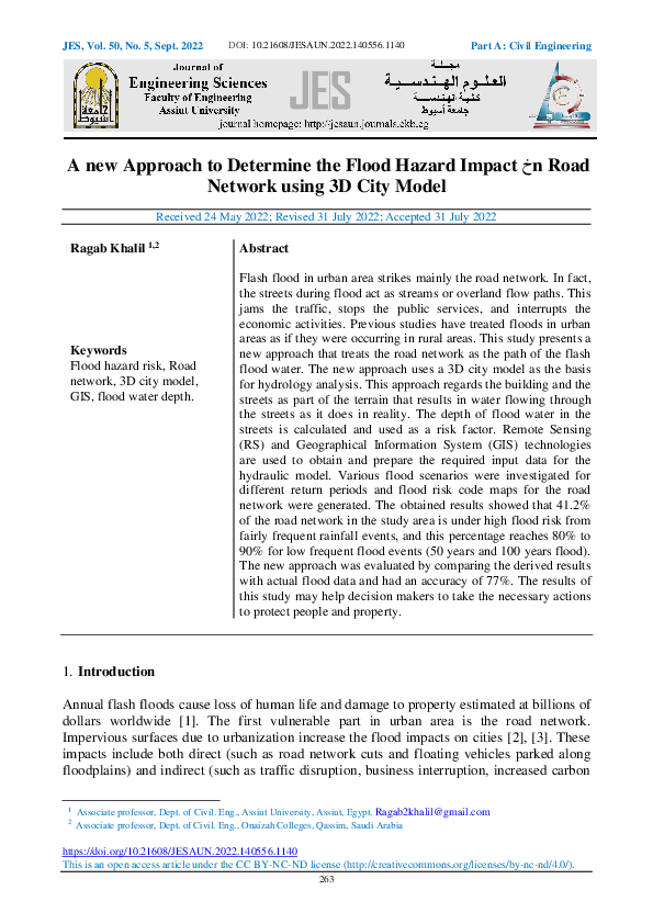 (PDF) A new approach to determine the flood hazard impact on road ...