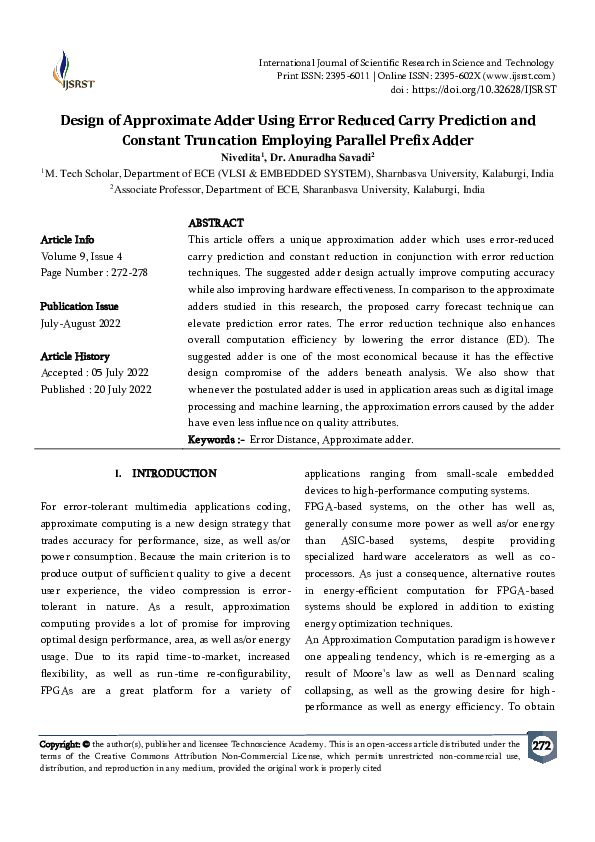 (PDF) Design of Approximate Adder Using Error Reduced Carry Prediction and Constant Truncation ...