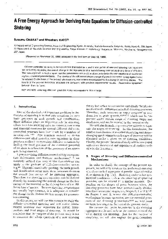 (PDF) A free energy approach for deriving rate equations for diffusion ...
