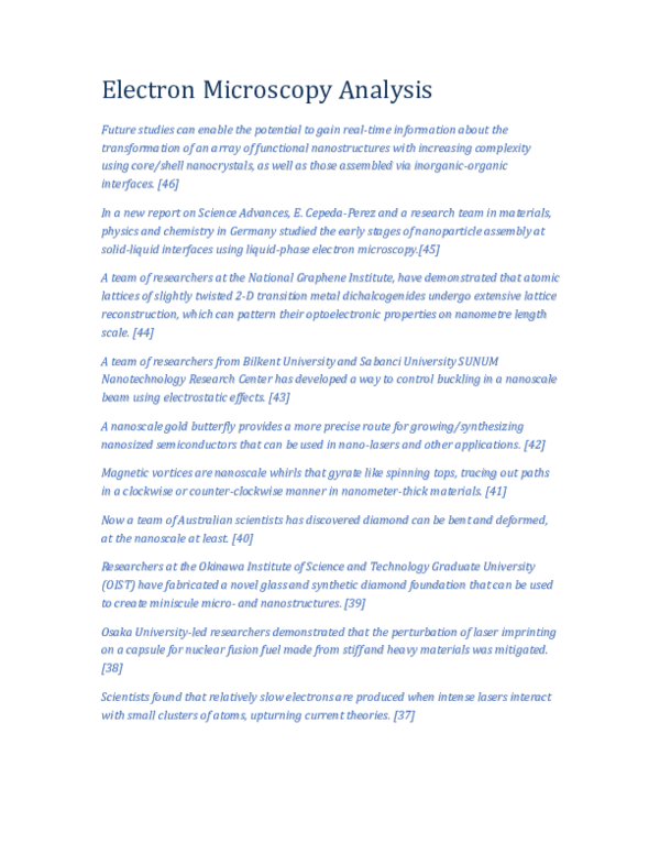 (PDF) Electron Microscopy Analysis