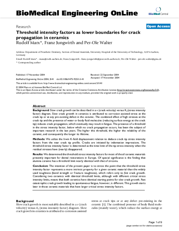 (PDF) Threshold Stress Intensity for Crack Growth in Silicon Carbide ...