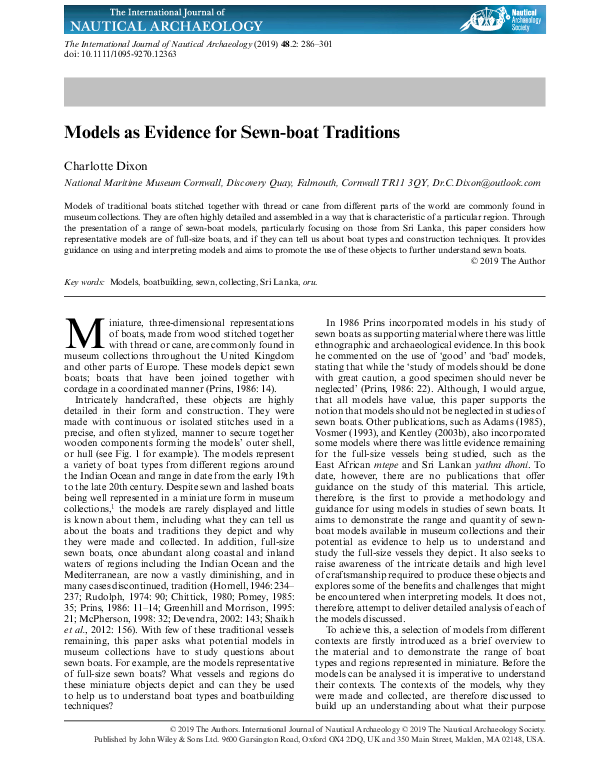 (PDF) Models as Evidence for Sewn-boat Traditions