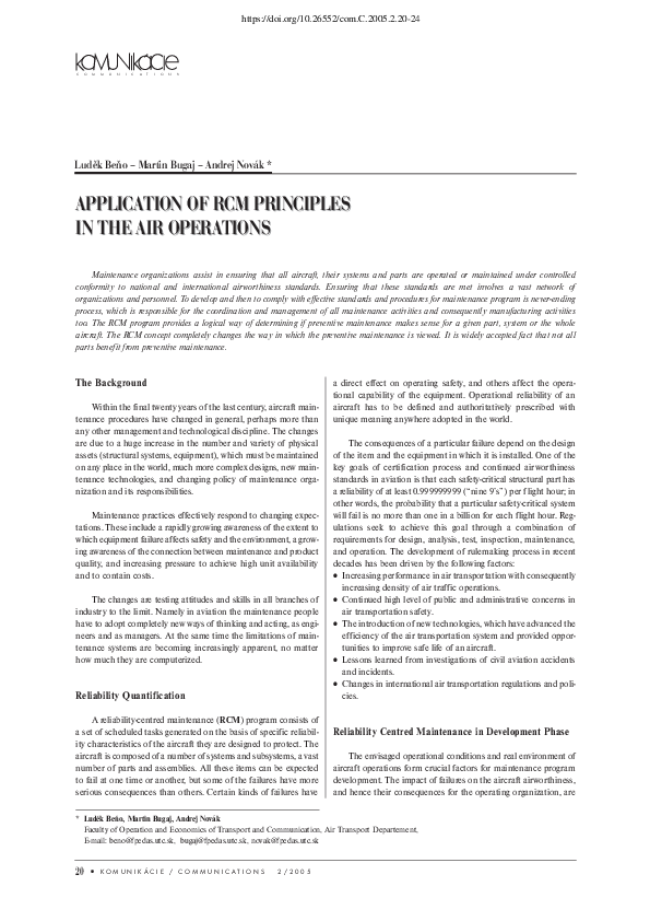 (PDF) Application of RCM Principles in the Air Operations