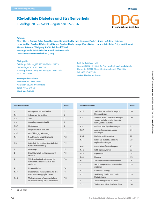 (PDF) S2e-Leitlinie Diabetes und Straßenverkehr