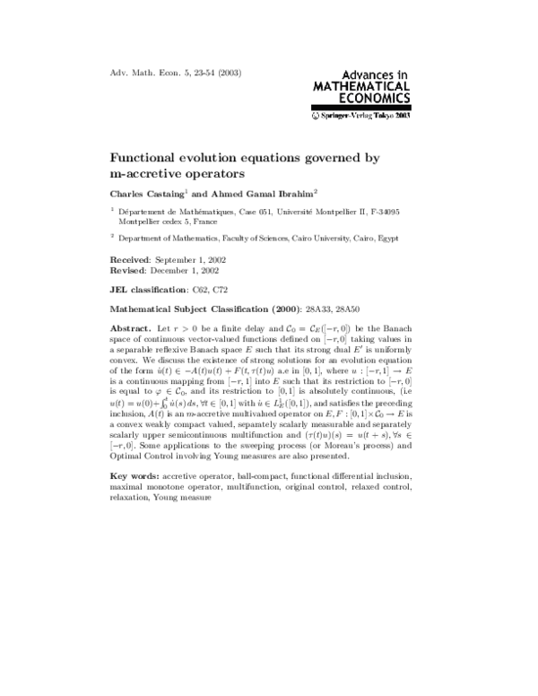 Pdf Functional Evolution Equations Governed By M Accretive Operators Ahmed Gamal 8932