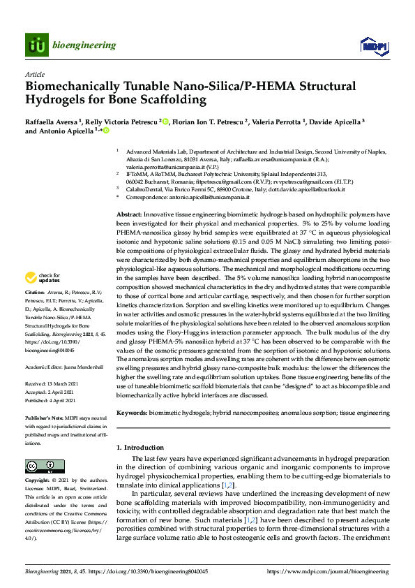 (PDF) Biomechanically Tunable Nano-Silica/P-HEMA Structural Hydrogels for Bone Scaffolding