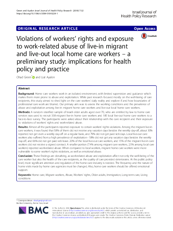 (PDF) Violations of workers' rights and exposure to work-related abuse ...