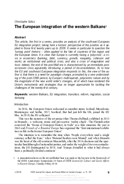 (PDF) The European integration of the western BalkansA presentation ...