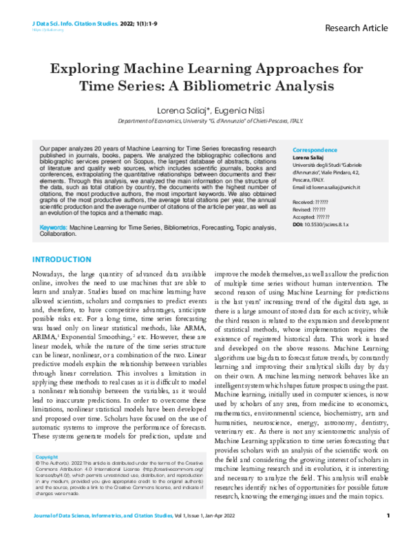(PDF) Exploring Machine Learning Approaches for Time Series: A ...