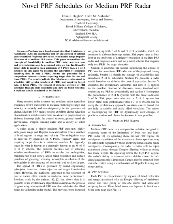 (PDF) Novel PRF schedules for medium PRF radar