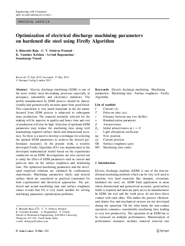 Optimization Of Electrical Discharge Machining Process Parameters Using Desirability Approach