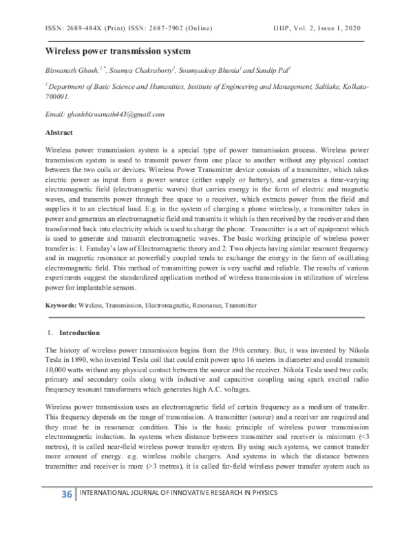 (PDF) Wireless power transmission system