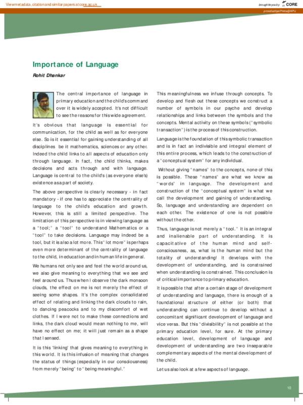 (PDF) Importance of language