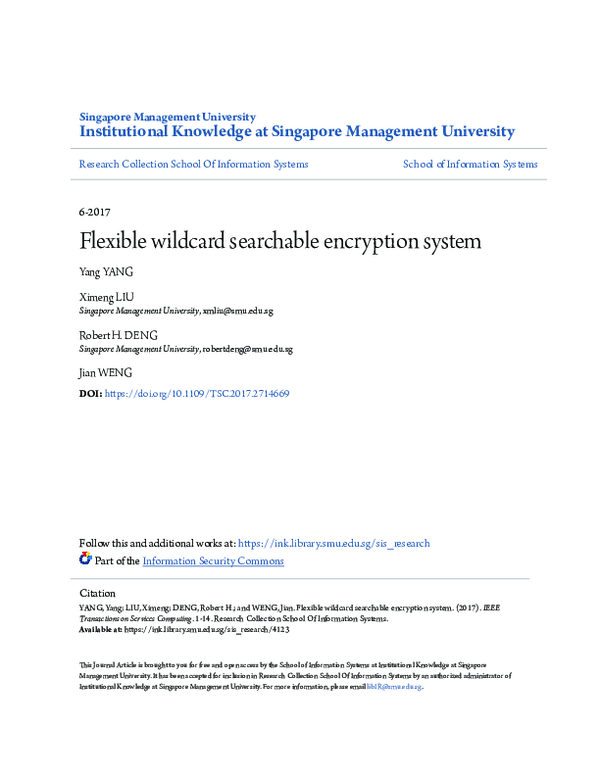(PDF) Flexible Wildcard Searchable Encryption System