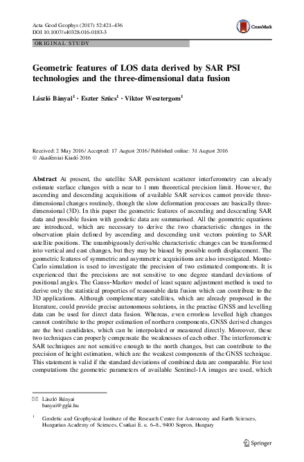 (PDF) Geometric features of LOS data derived by SAR PSI technologies ...