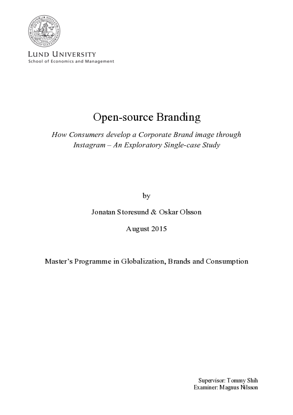 (PDF) Open-source Branding: How consumers develop a Corporate Brand ...