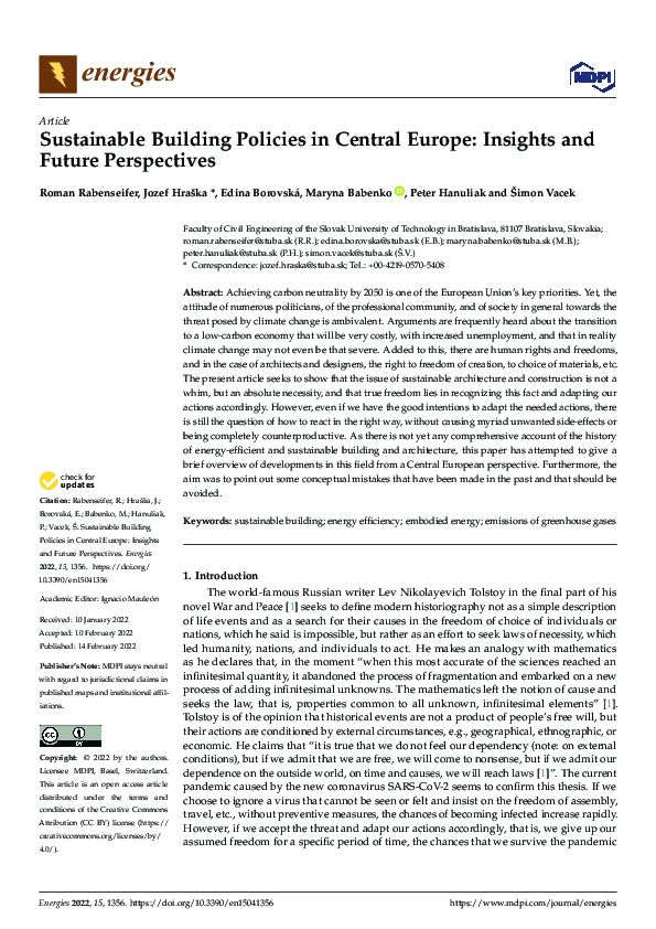 (PDF) Sustainable Building Policies in Central Europe: Insights and ...